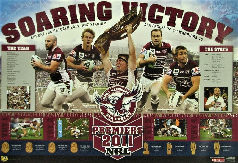 Manly Warringah Sea Eagles 2011 NRL Premiership Poster